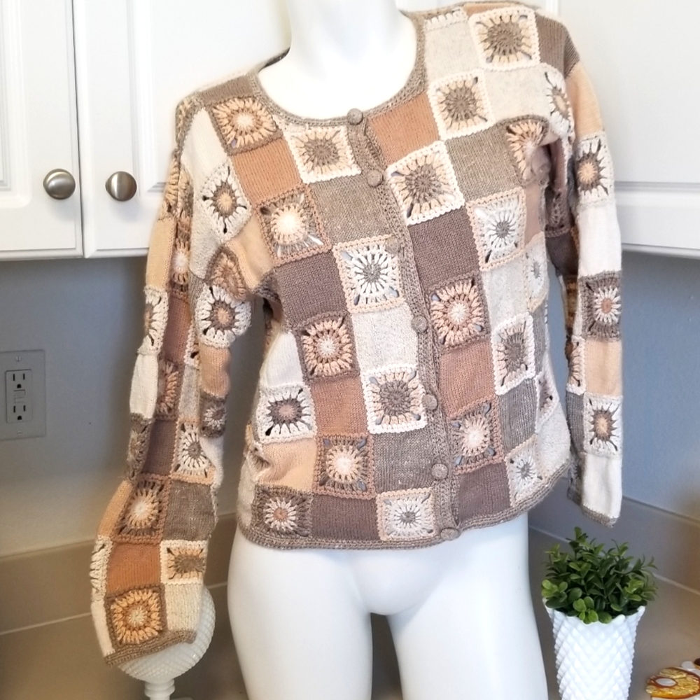 Talbots Granny Square Knit Cardigan.Vintage. Sz S. - Gem
